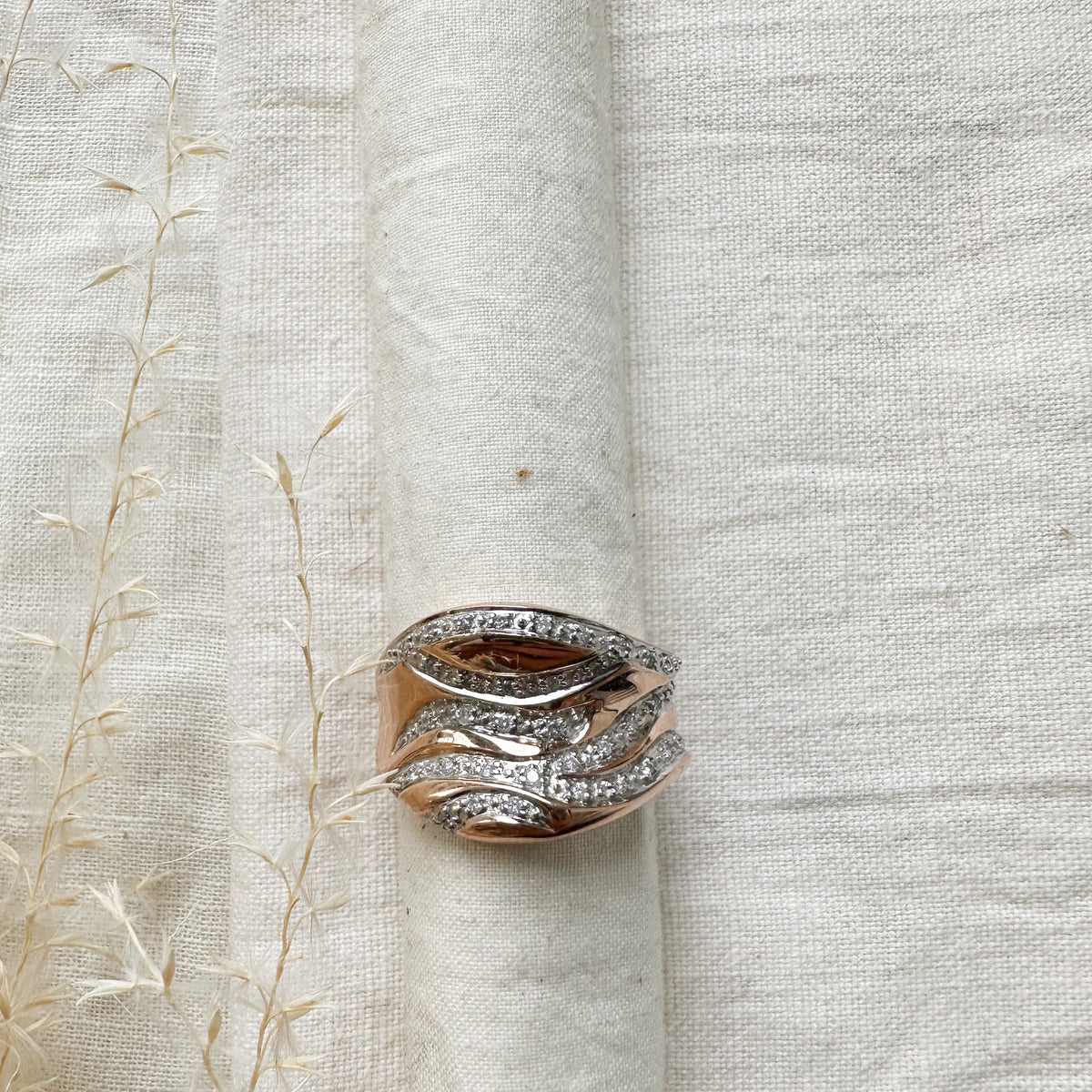 Diamond bead set band, 14k rose gold – . The Georgian Artisan Shop